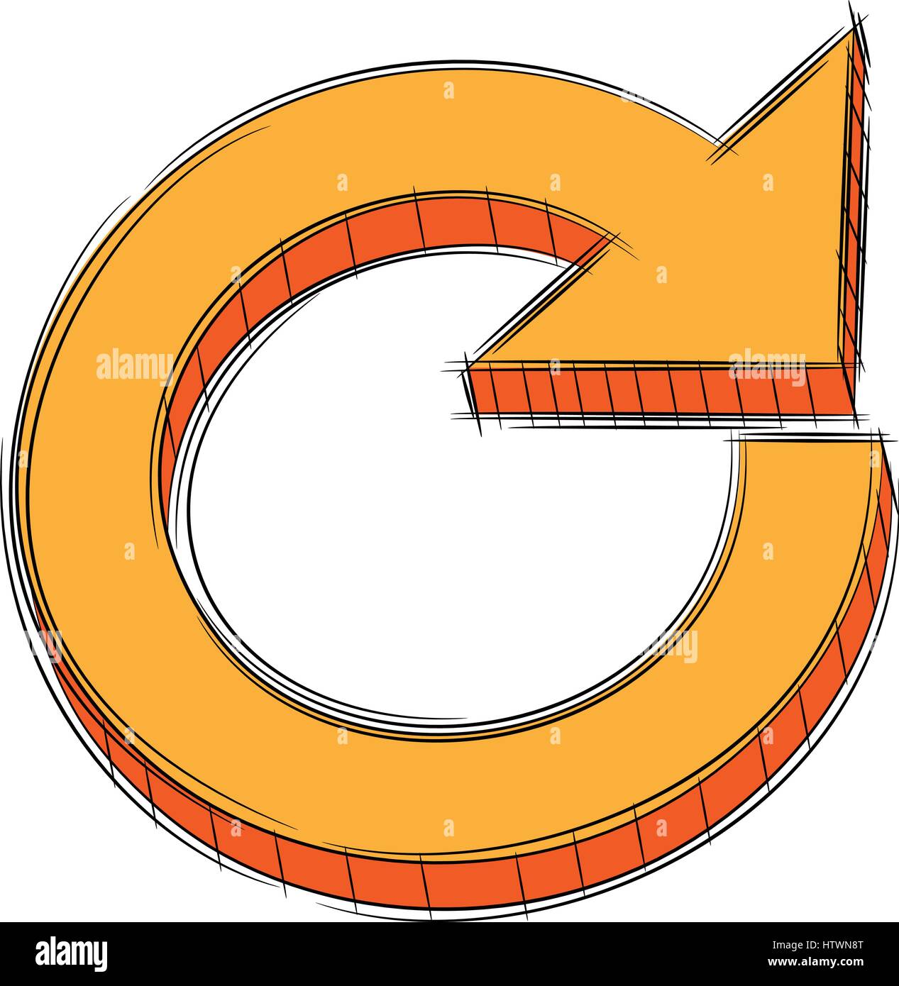Illustration of Cute Cartoon Doodle of 3D Reload or Refresh Icon. EPS8 ...