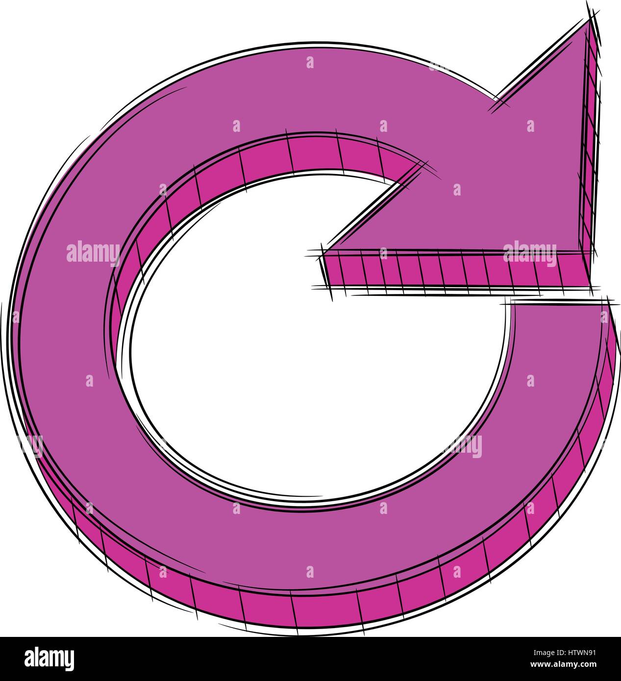 Illustration of Cute Cartoon Doodle of 3D Reload or Refresh Icon. EPS8 ...