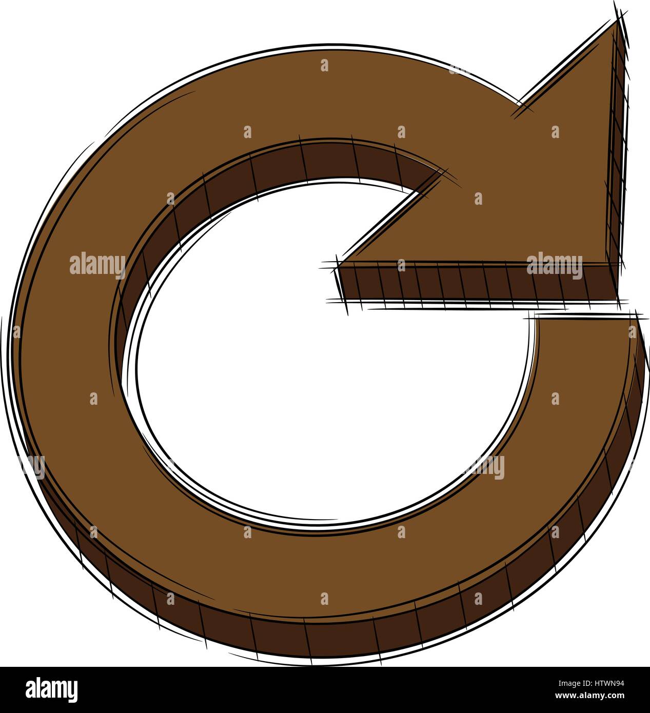 Illustration of Cute Cartoon Doodle of 3D Reload or Refresh Icon. EPS8 ...