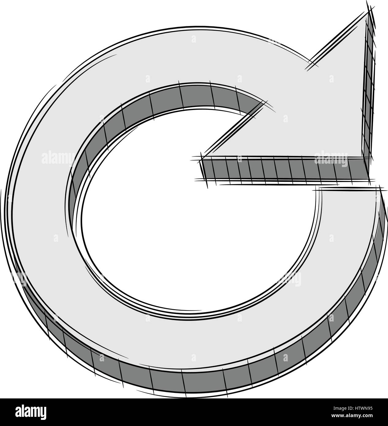 Illustration of Cute Cartoon Doodle of 3D Reload or Refresh Icon. EPS8 ...