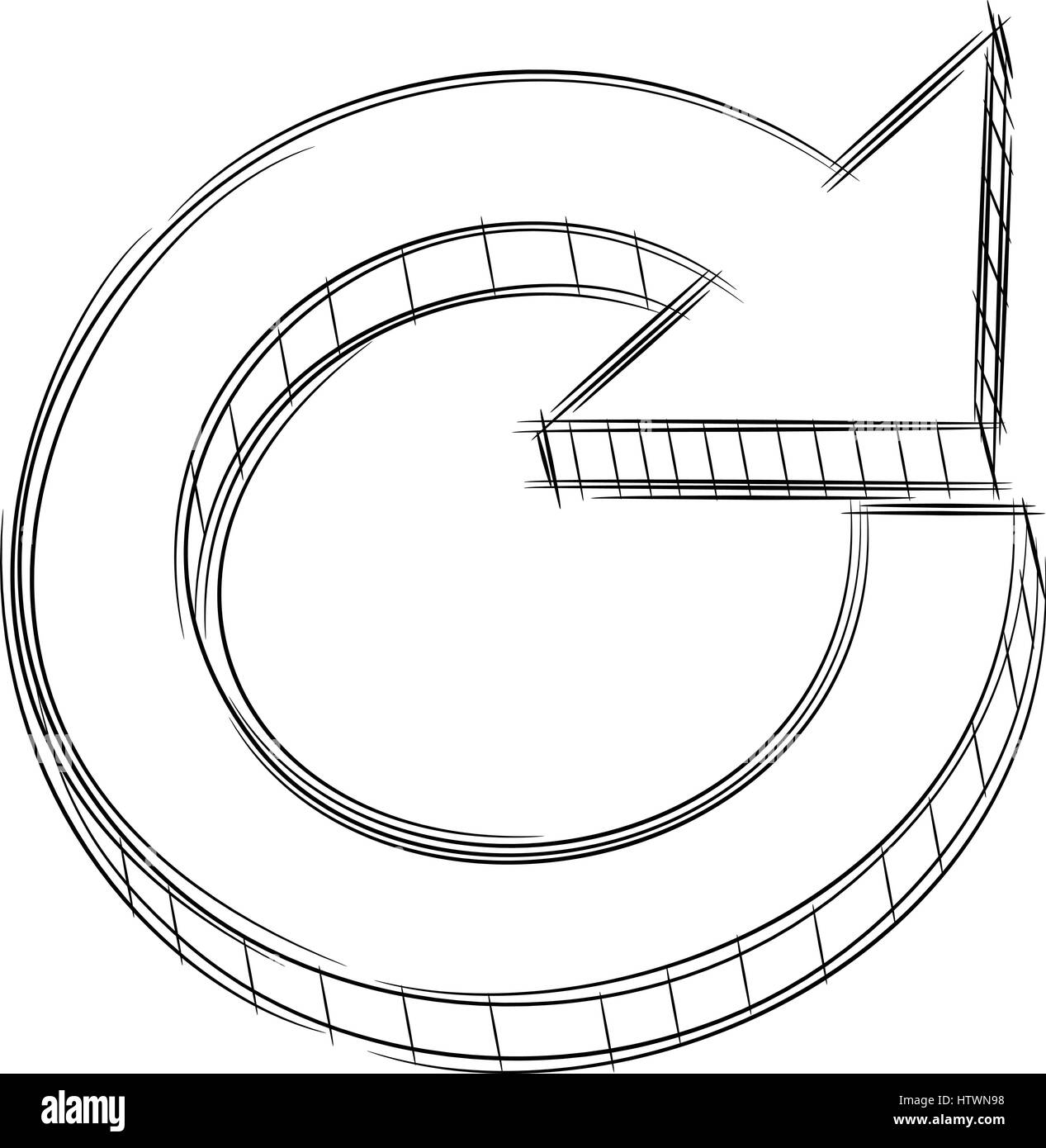 Illustration of Cute Cartoon Doodle of 3D Reload or Refresh Icon. EPS8 ...