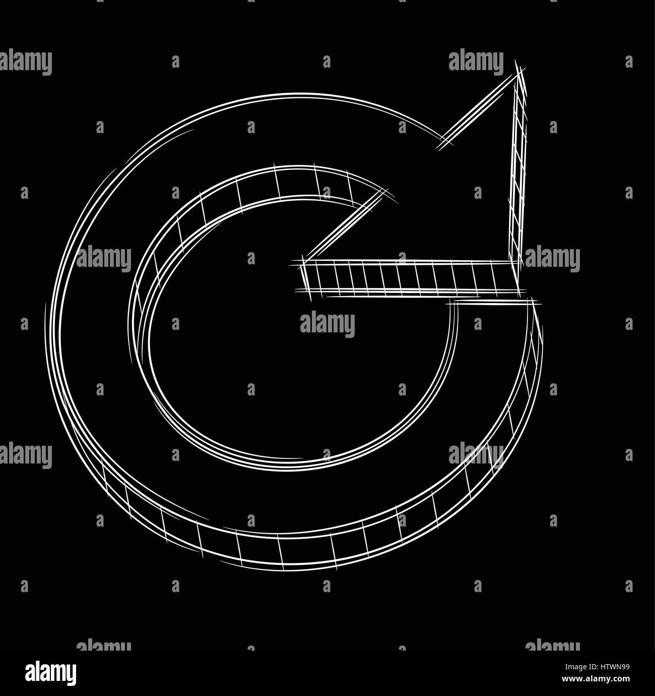 Illustration of Cute Cartoon Doodle of 3D Reload or Refresh Icon. EPS8 ...