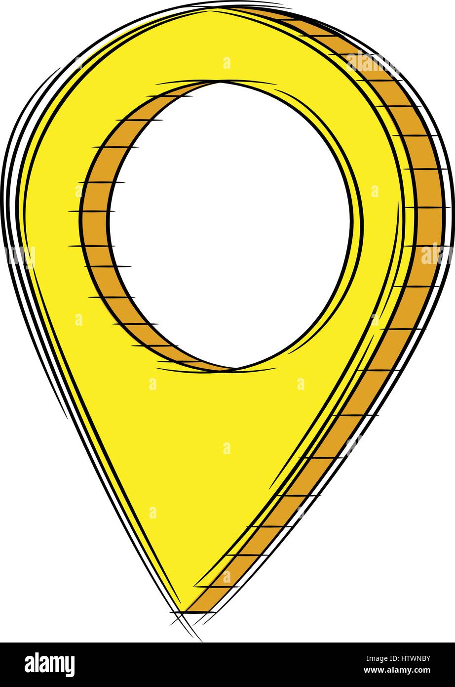Illustration of Cute Cartoon Doodle of 3D Map Pointer Icon. EPS8 Stock ...