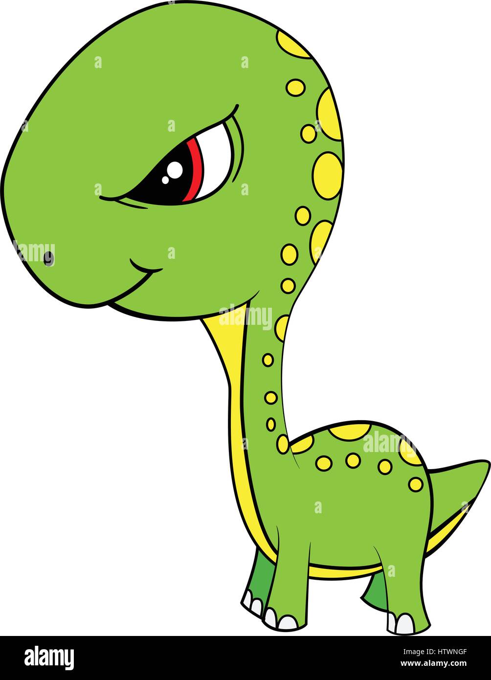 Illustration of Cute Cartoon of Green Baby Brontosaurus Dinosaur. Vector EPS8 Stock Vector Image ...