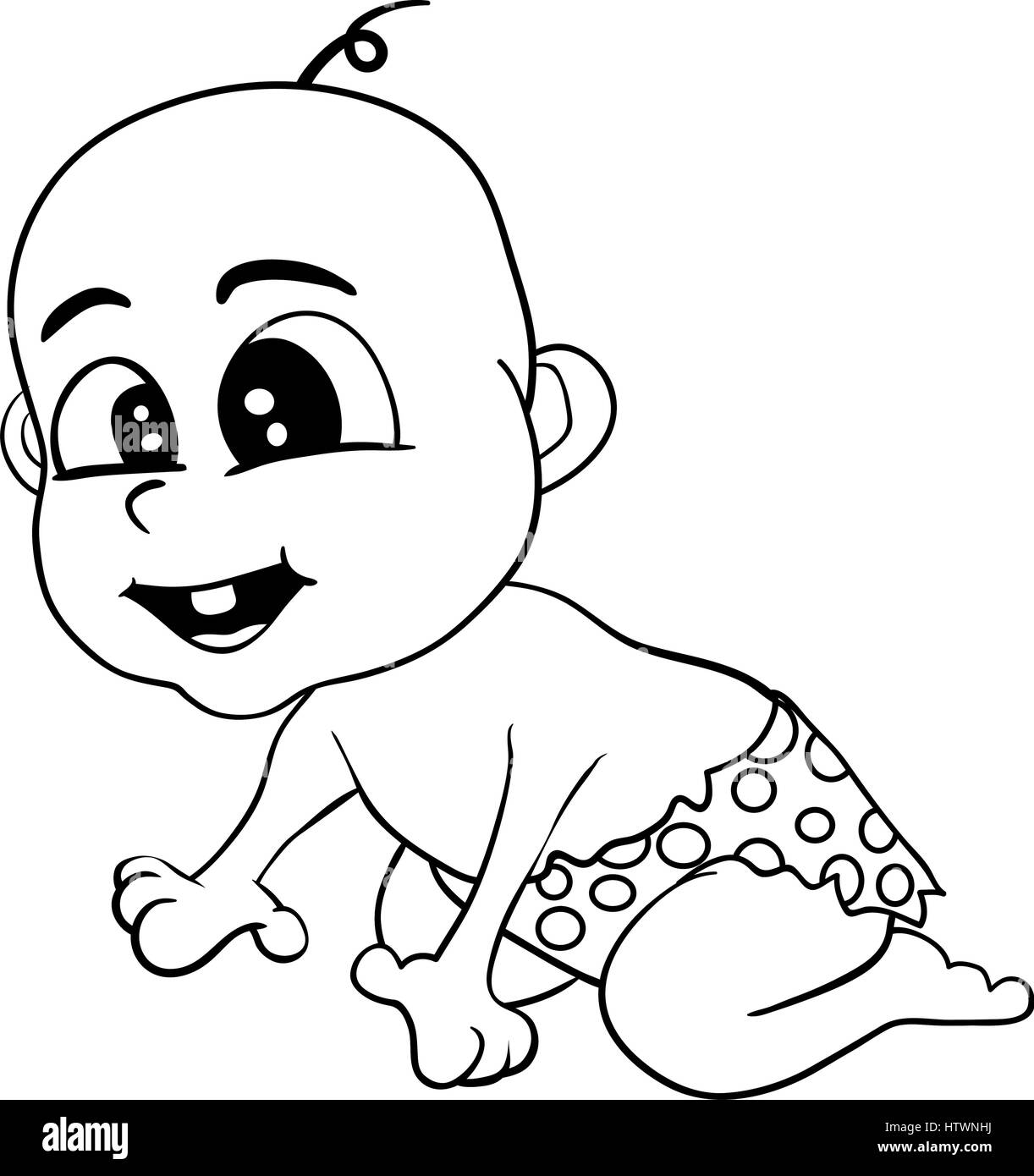 Illustration of Isolated Cartoon Stone Age Cute Cave Baby. Vector EPS 8 ...