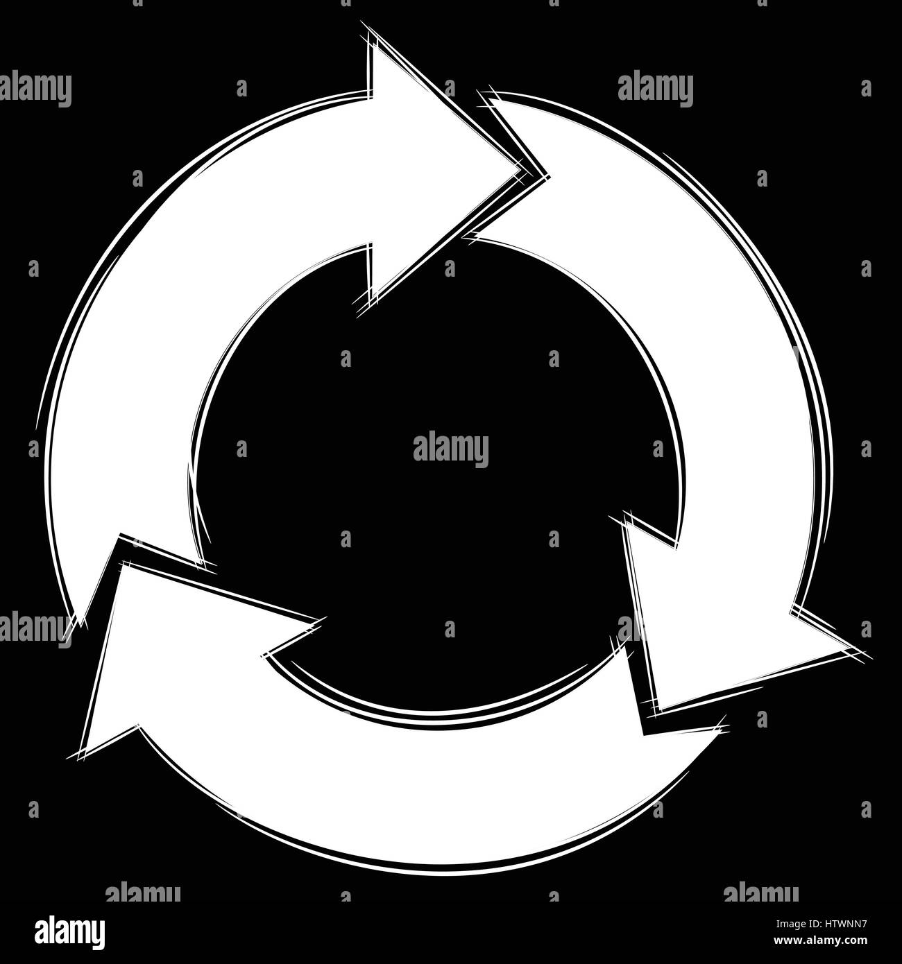 Illustration of Cute Cartoon Doodle of Three Circular Arrows. Vector ...