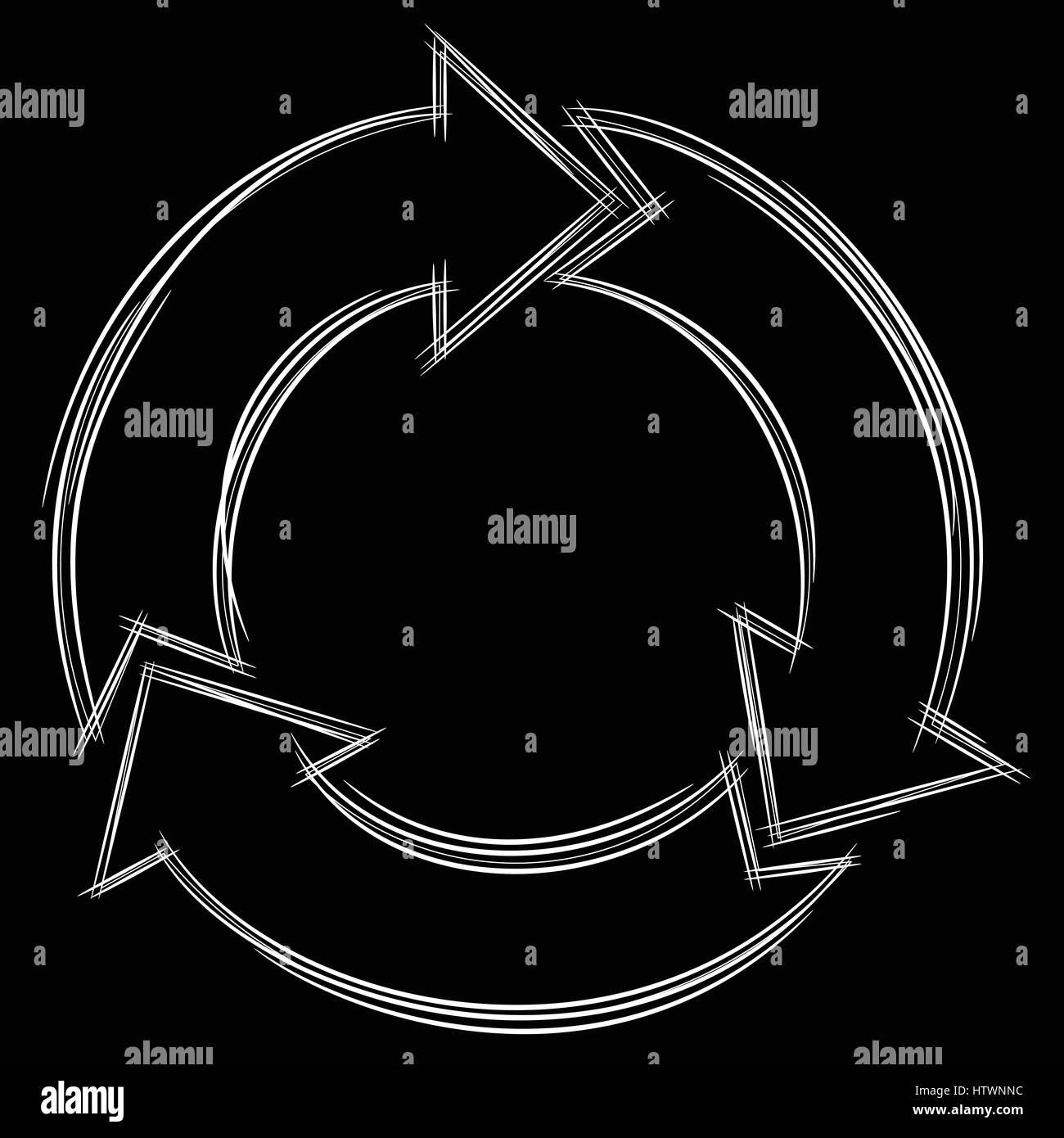 Illustration of Cute Cartoon Doodle of Three Circular Arrows. Vector ...