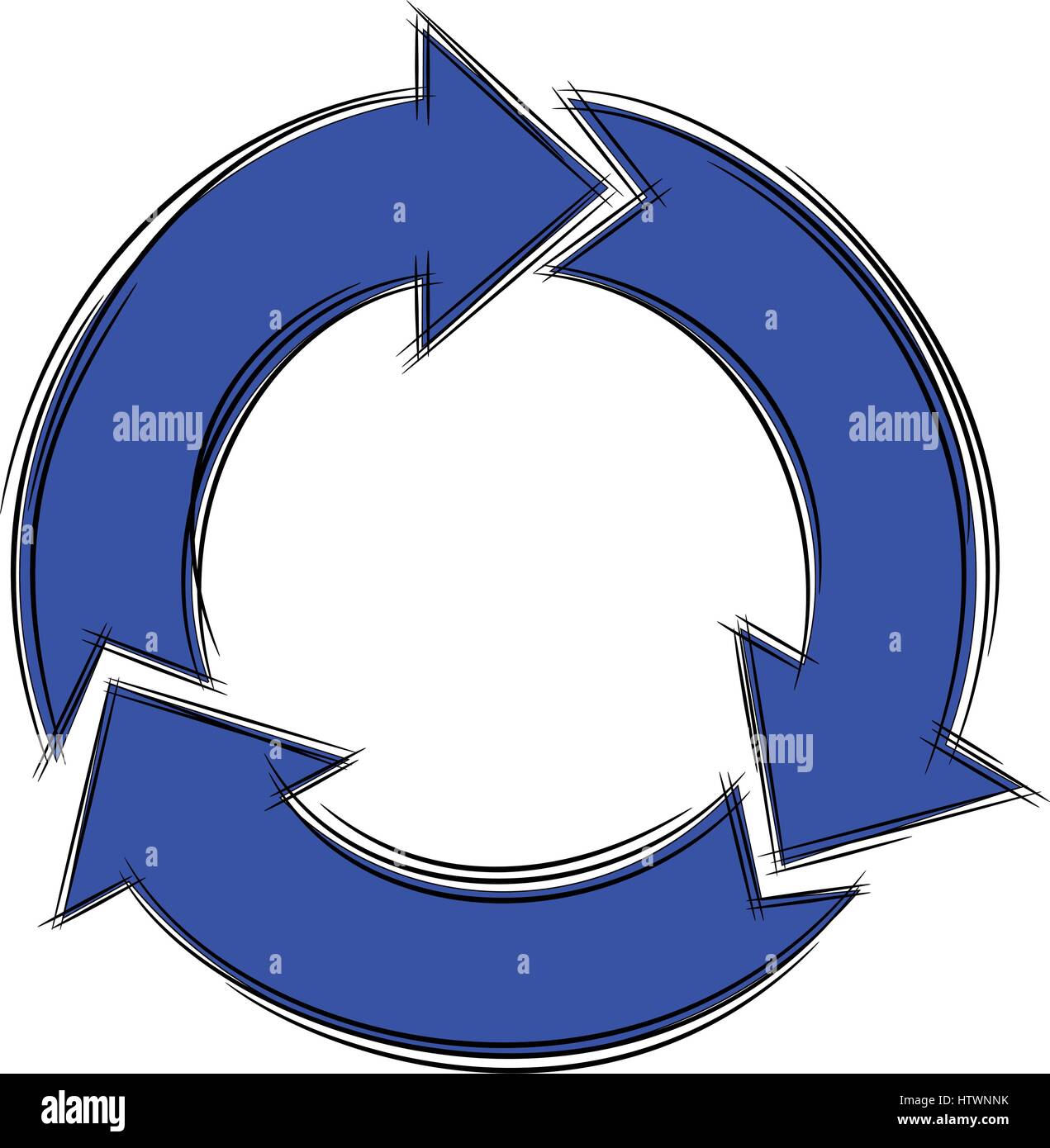 Illustration of Cute Cartoon Doodle of Three Circular Arrows. Vector ...