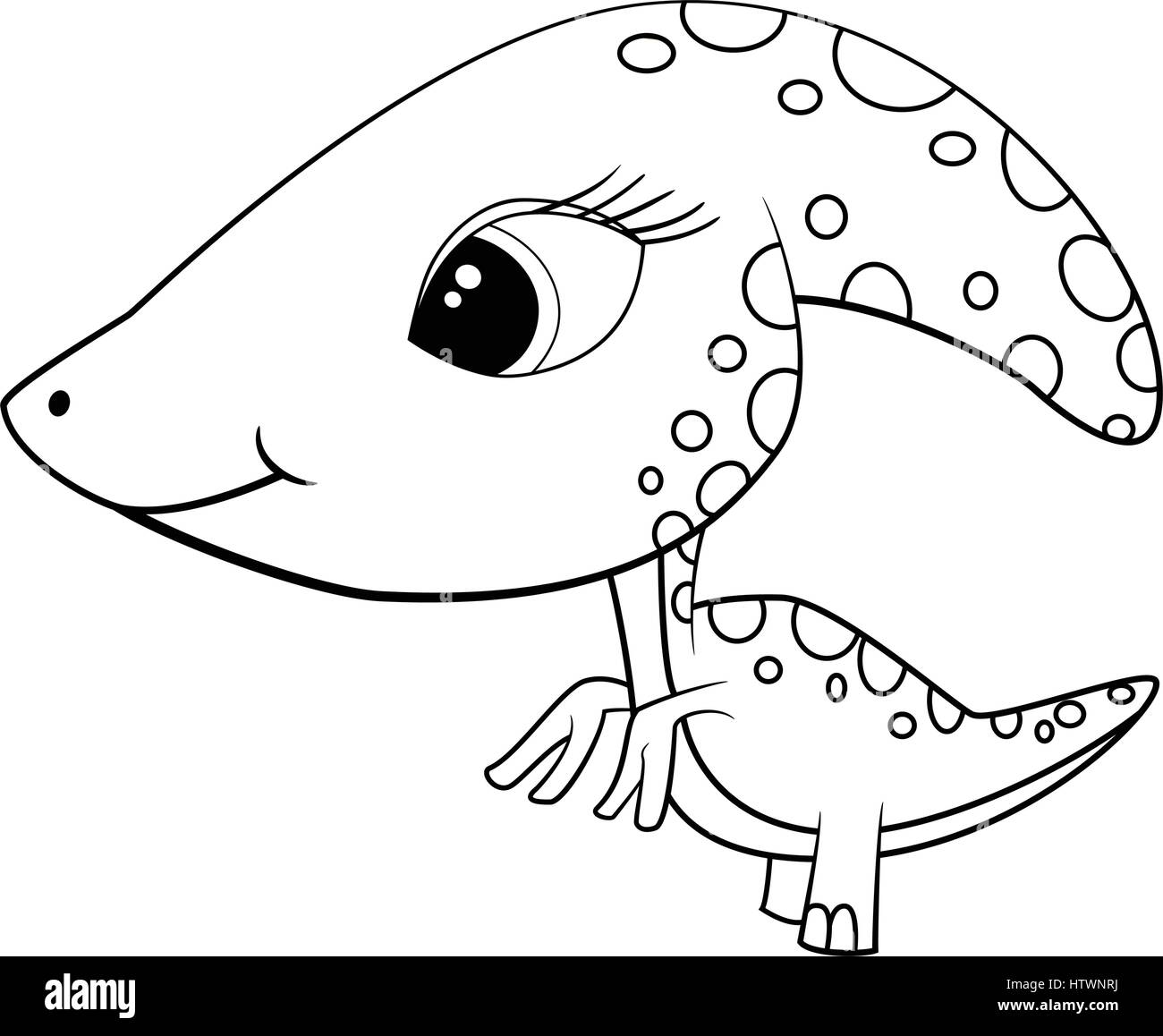 Illustration of Cute Cartoon Baby Parasaurolophus Dinosaur. Vector EPS ...