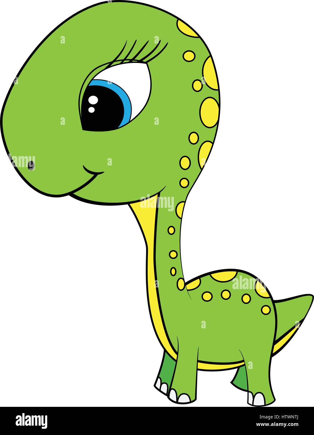 Illustration of Cute Cartoon of Green Baby Brontosaurus Dinosaur ...