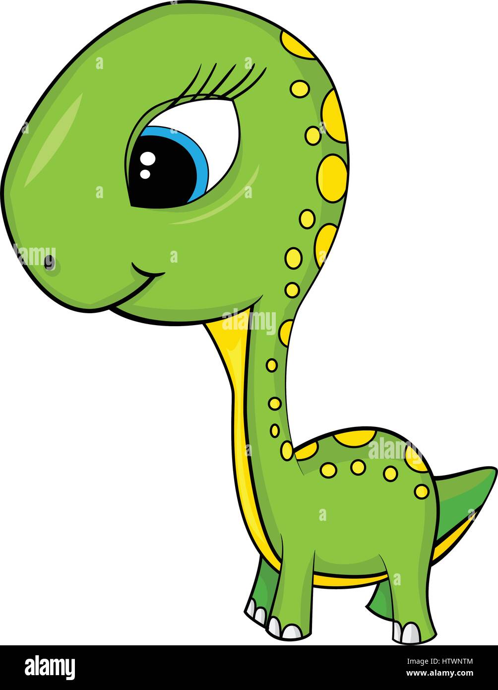 Illustration of Cute Cartoon of Green Baby Brontosaurus Dinosaur. Vector EPS8 Stock Vector Image ...