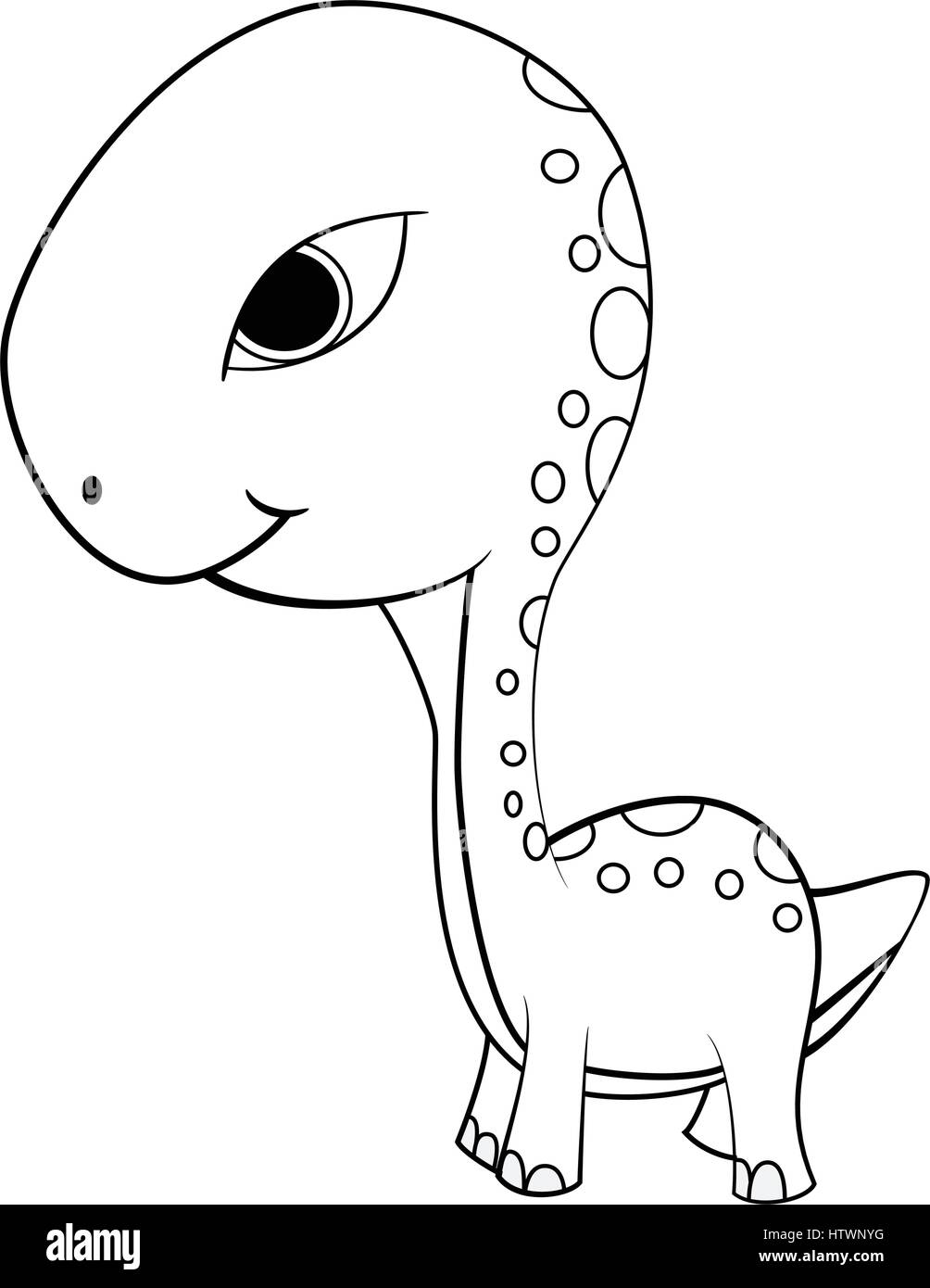 Illustration of Cute Cartoon of Green Baby Brontosaurus Dinosaur ...