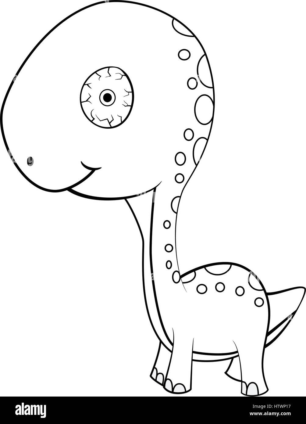 Illustration of Cute Cartoon of Green Baby Brontosaurus Dinosaur. Vector EPS8 Stock Vector Image ...