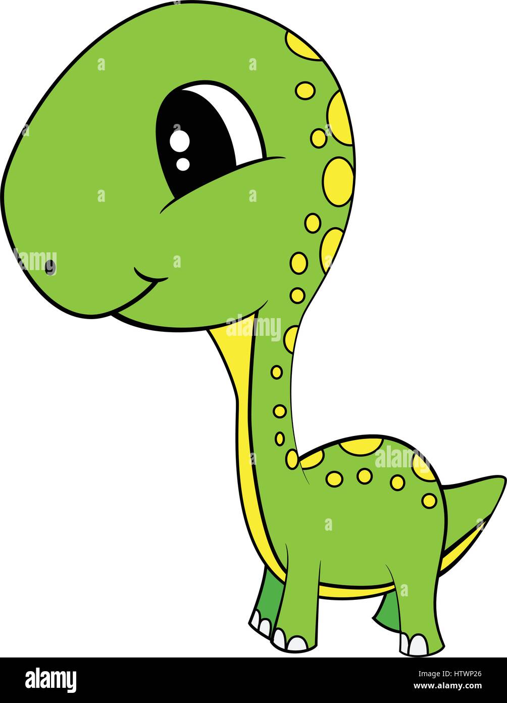 Illustration of Cute Cartoon of Green Baby Brontosaurus Dinosaur. Vector EPS8 Stock Vector Image ...