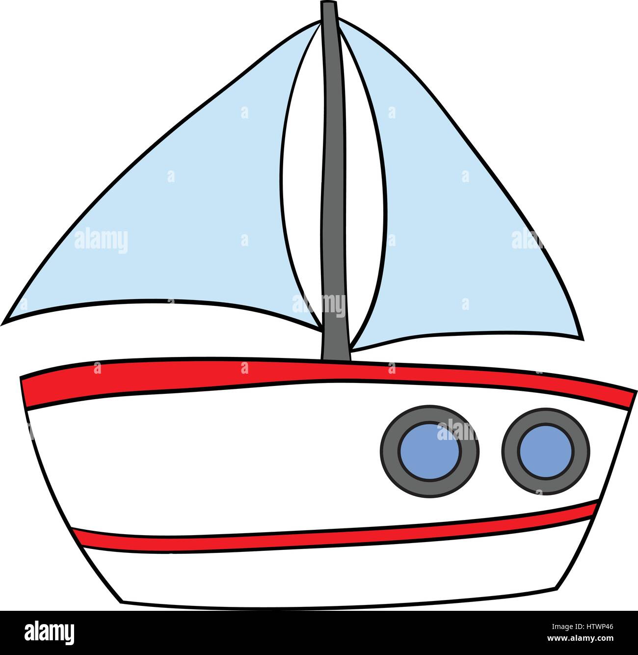 Illustration Isolated Cartoon Sail Boat Stock Photos & Illustration ...