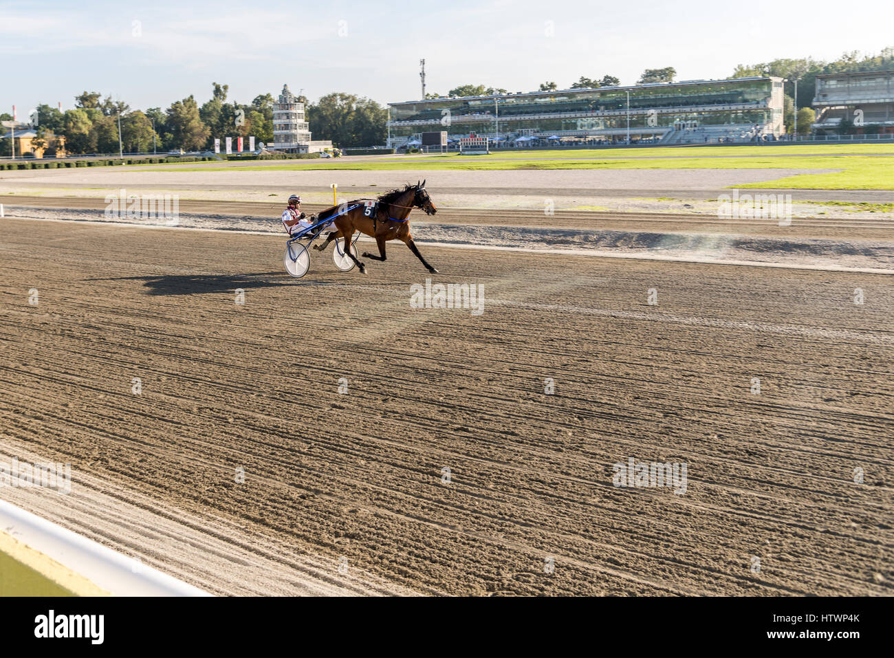 Harness racing on the Krieau Wiener Trabrennverein Horse Racing Track ...