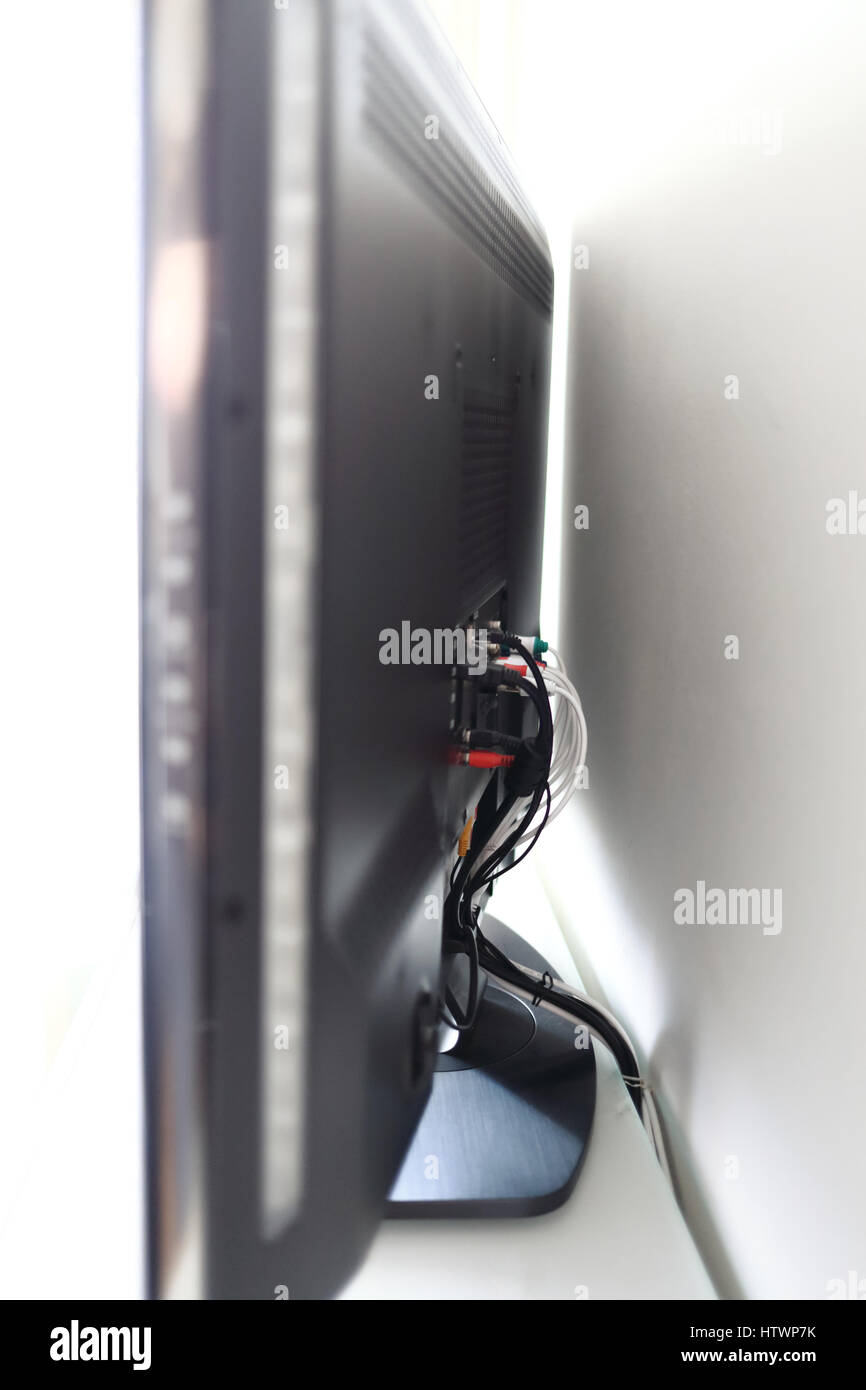 Various cables in the back of a LCD TV Stock Photo - Alamy