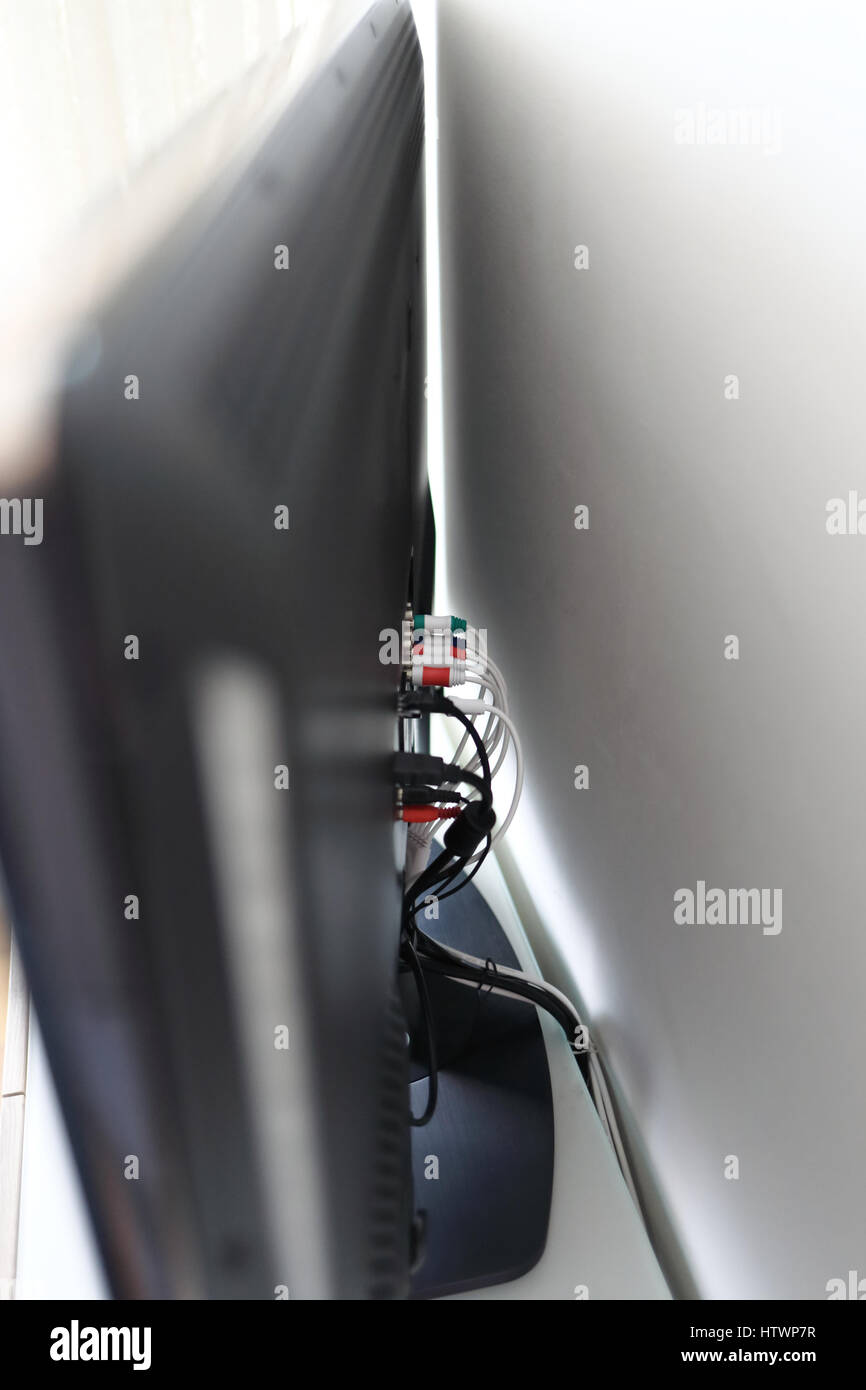 Various cables in the back of a LCD TV Stock Photo - Alamy