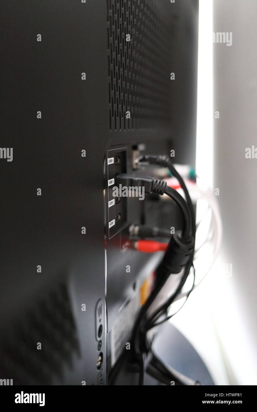 Various cables in the back of a LCD TV Stock Photo - Alamy