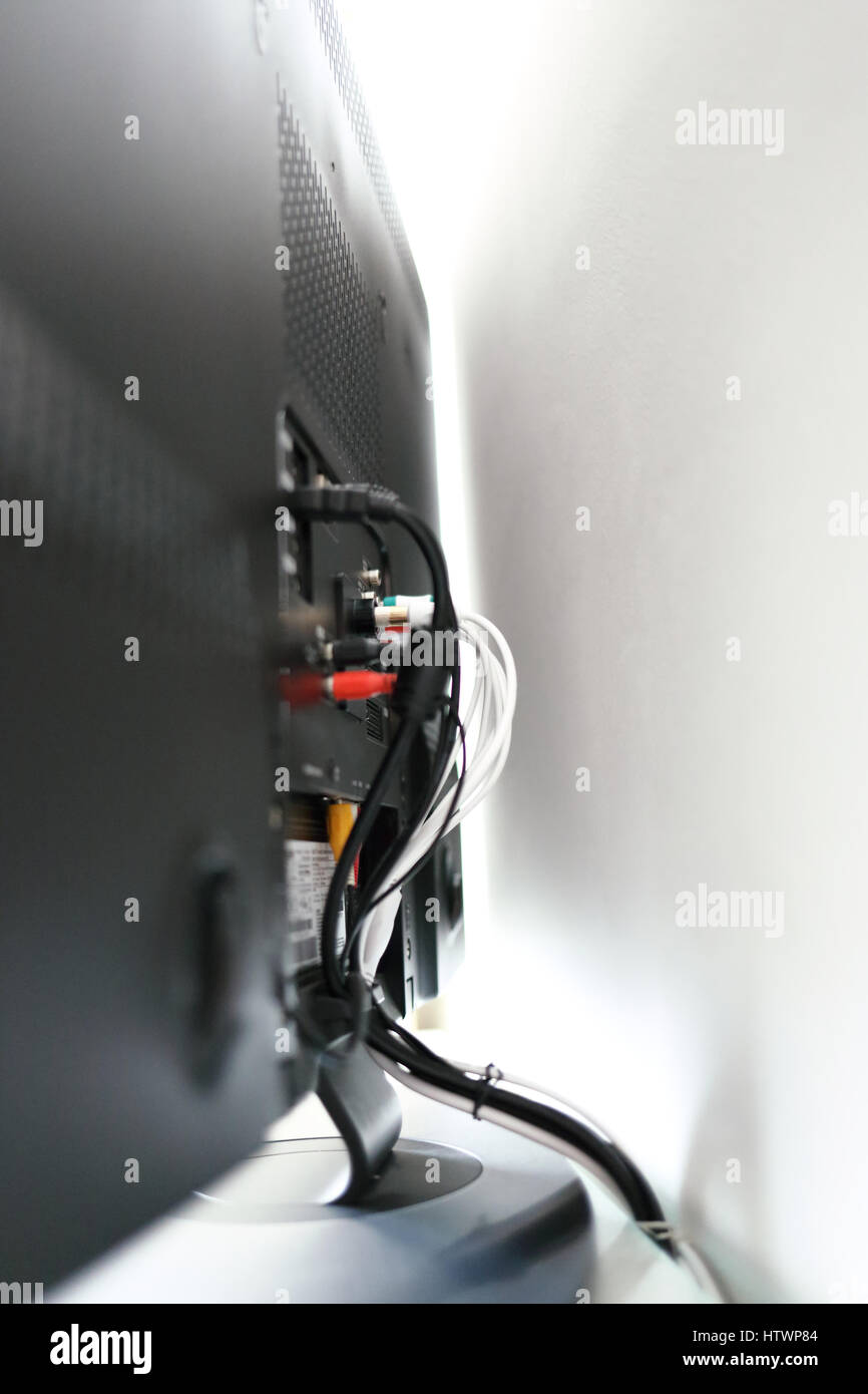 Various cables in the back of a LCD TV Stock Photo - Alamy