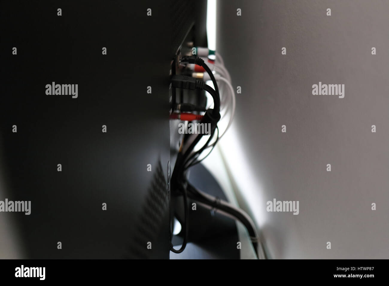 Various cables in the back of a LCD TV Stock Photo - Alamy