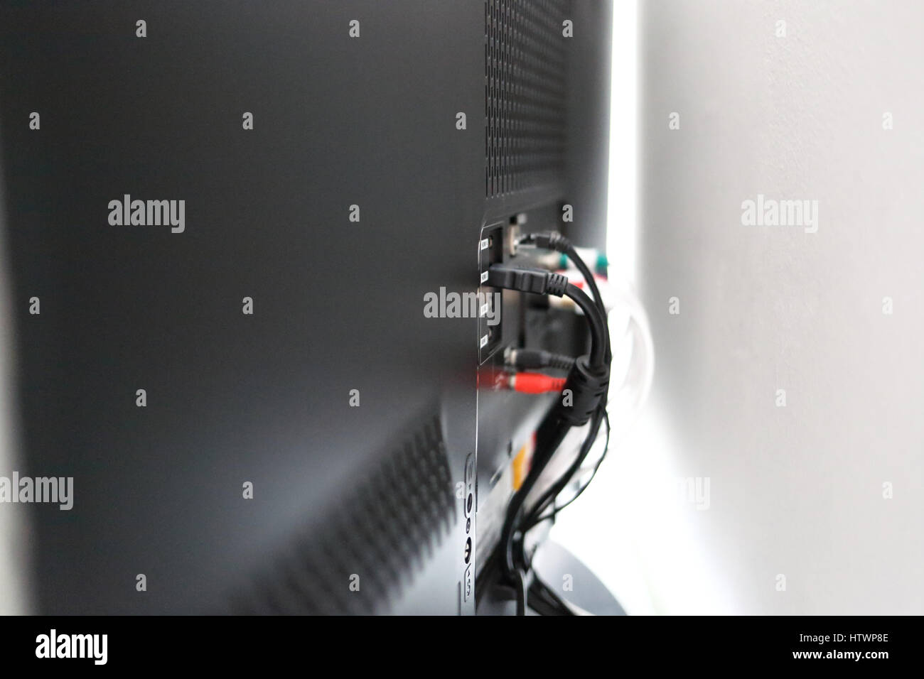 Various cables in the back of a LCD TV Stock Photo - Alamy