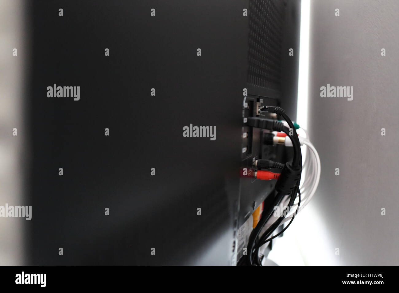 Various cables in the back of a LCD TV Stock Photo - Alamy