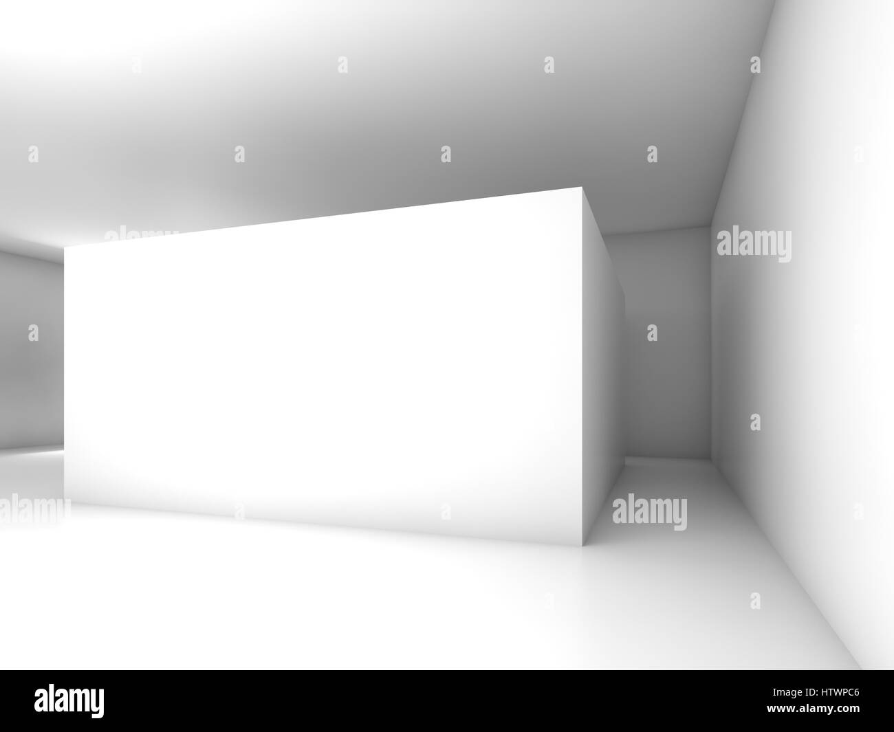 Abstract white empty room interior design. 3d render illustration with ...