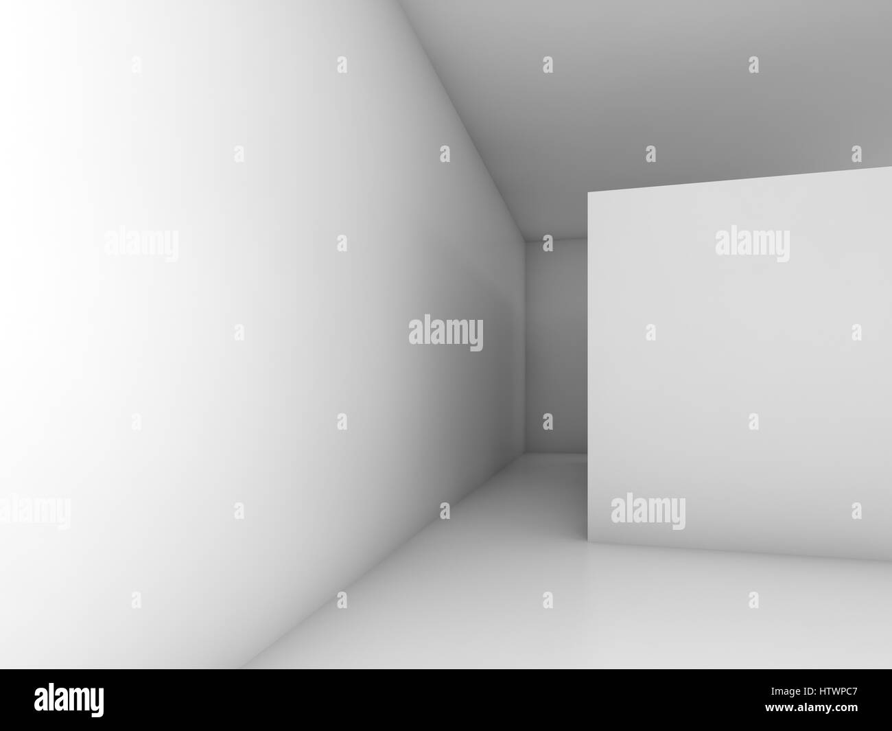 Abstract white empty room interior, contemporary design. 3d render ...