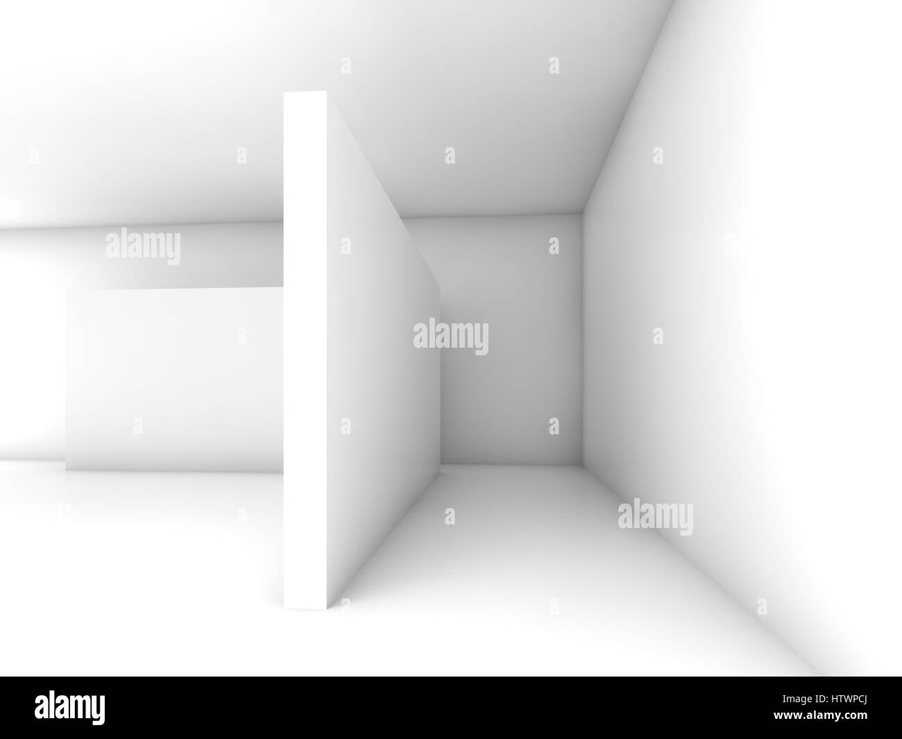 Abstract white empty room interior, contemporary minimal design. 3d ...