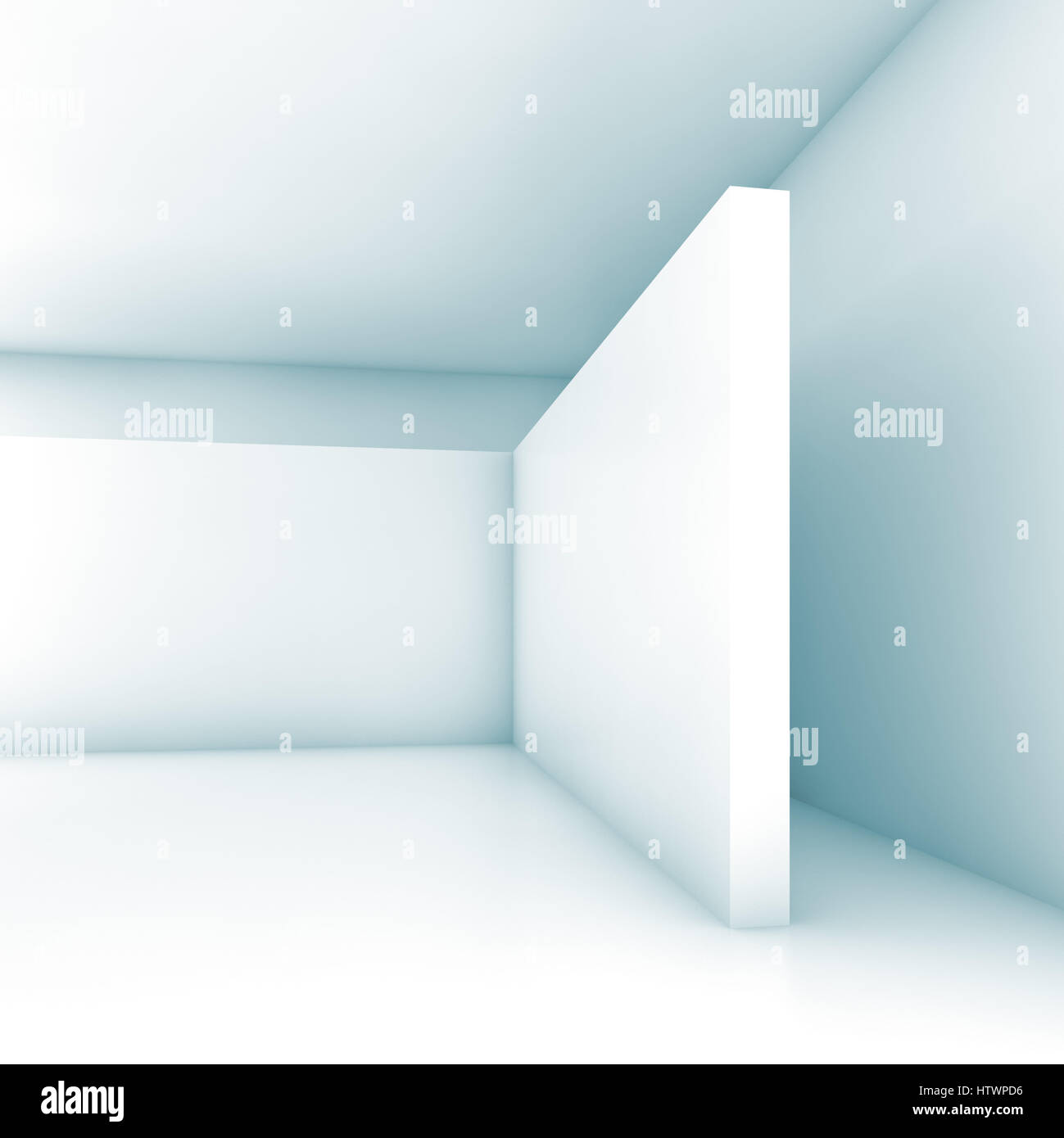 Abstract white empty room interior. Square 3d render illustration with ...