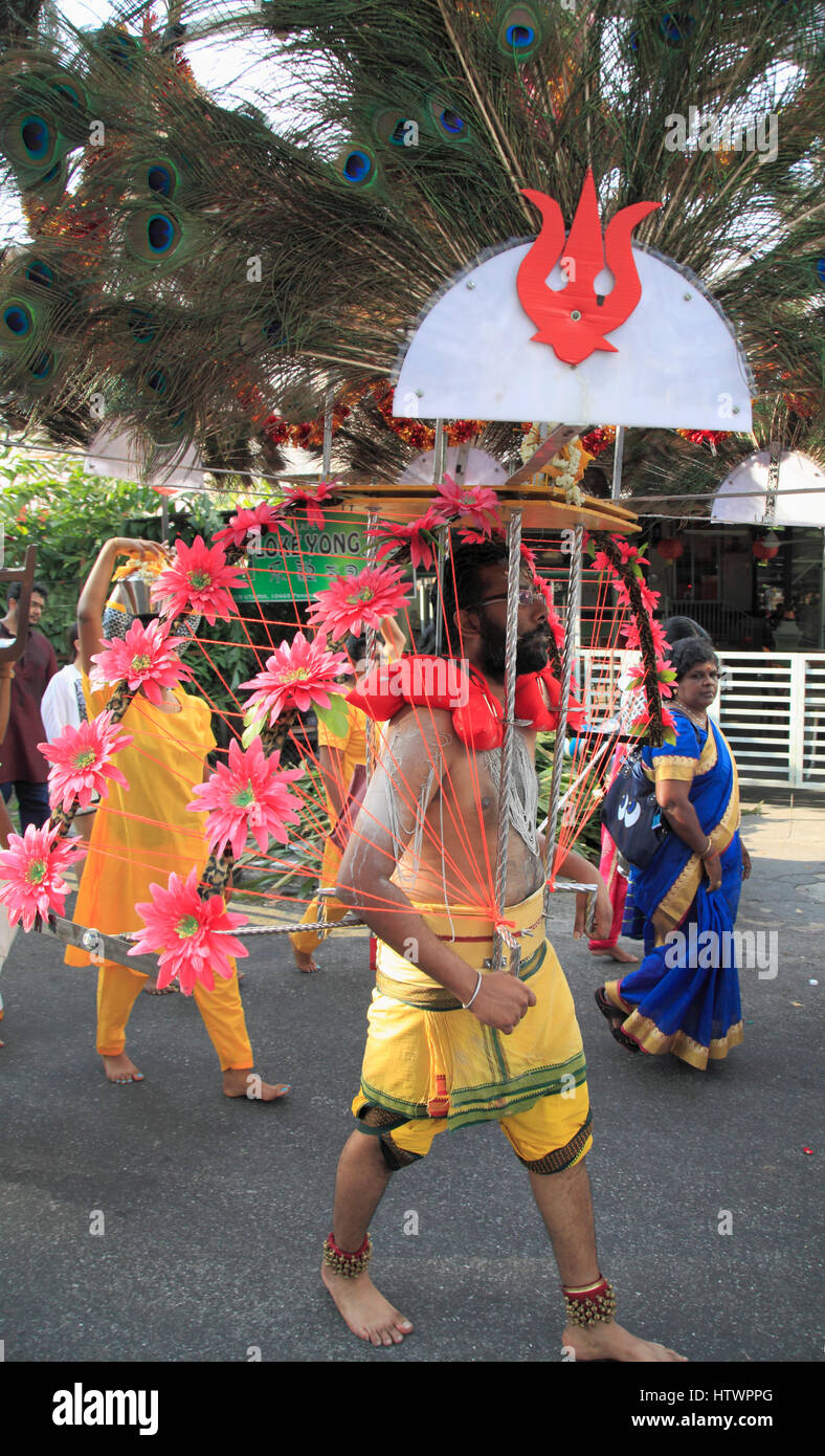 Malaysia, Penang, Thaipusam, hindu festival, procession, people, kavadi ...
