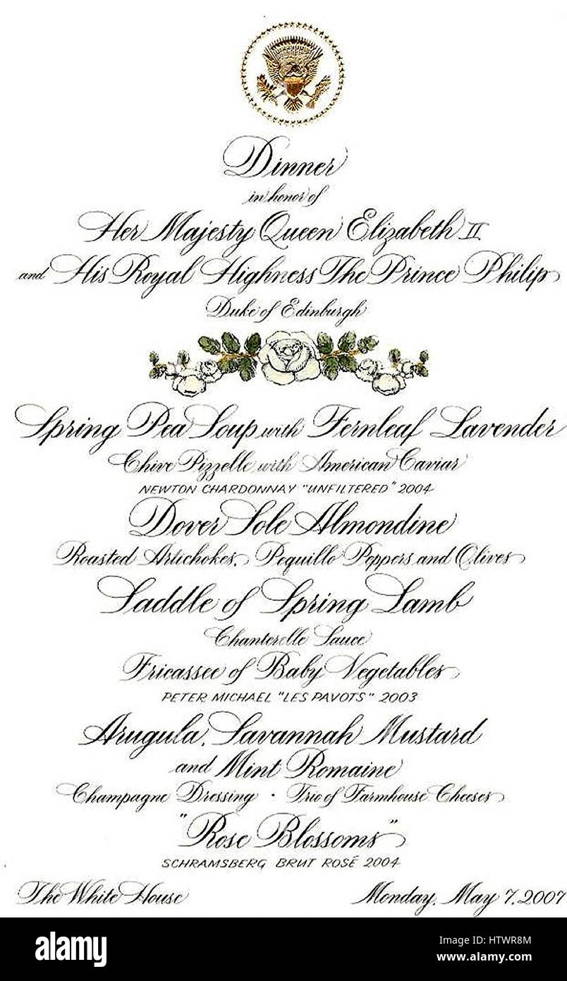White house state dinner menu hi-res stock photography and images - Alamy