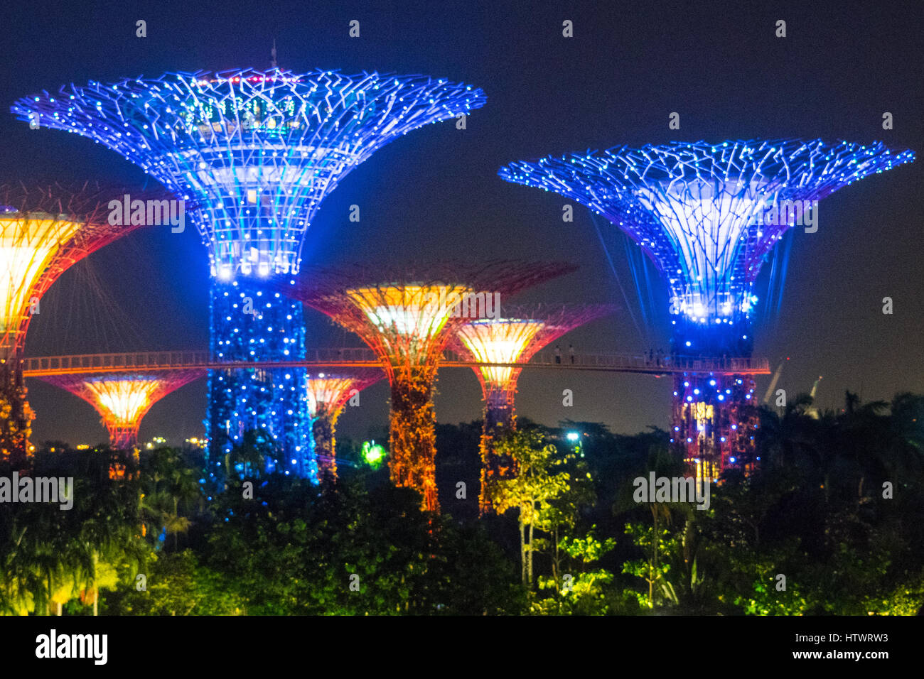 Light and music show called the OCBC Garden Rhapsody, lighting up the ...