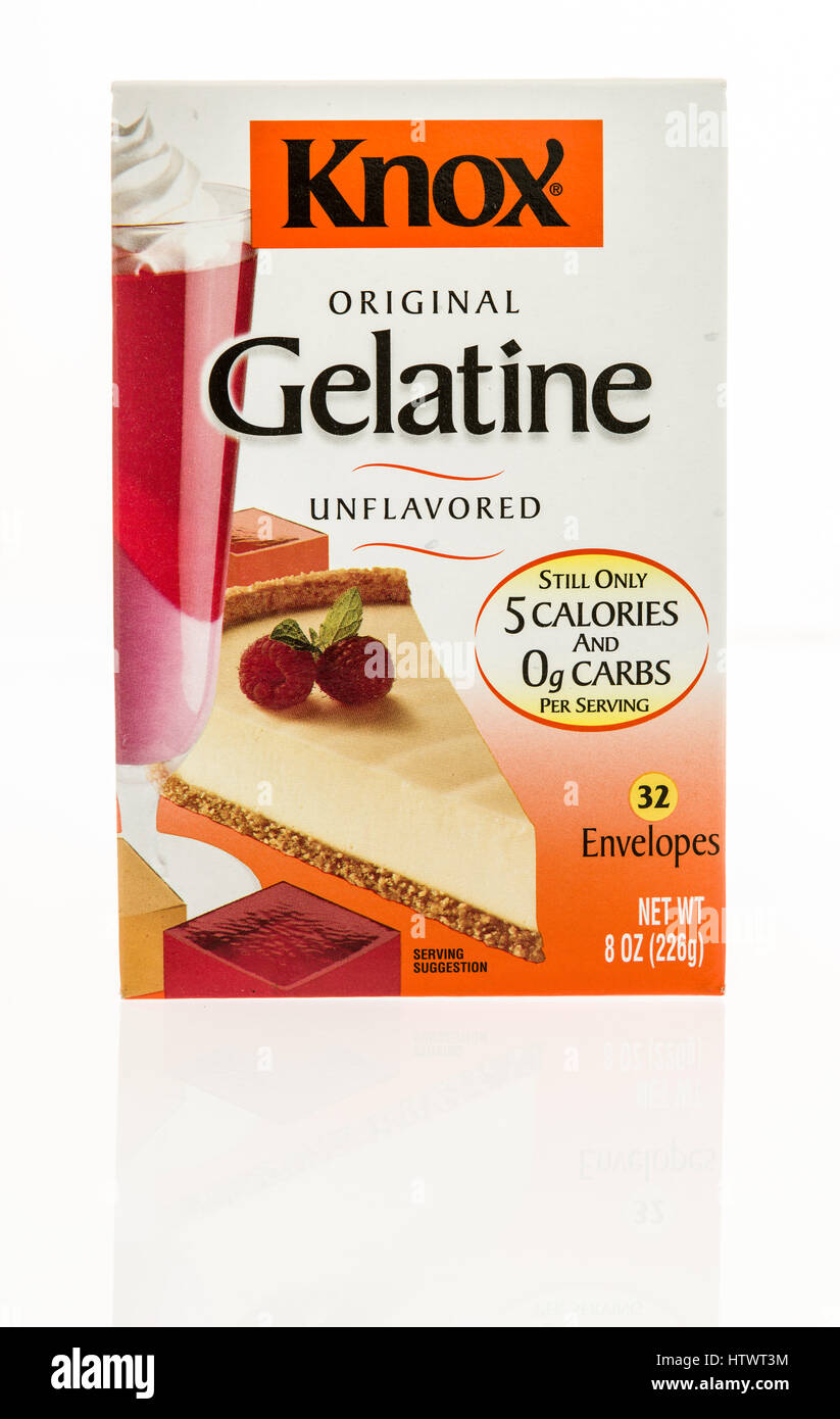 Winneconne, WI - 2 November 2016: Box of Knox original gelatine on an ...