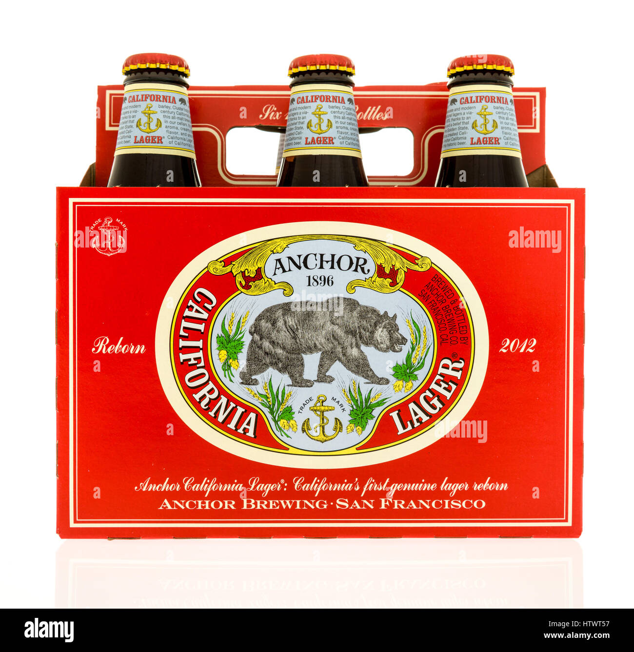 Winneconne, WI - 22 February 2017: Six pack of Anchor beer on an ...
