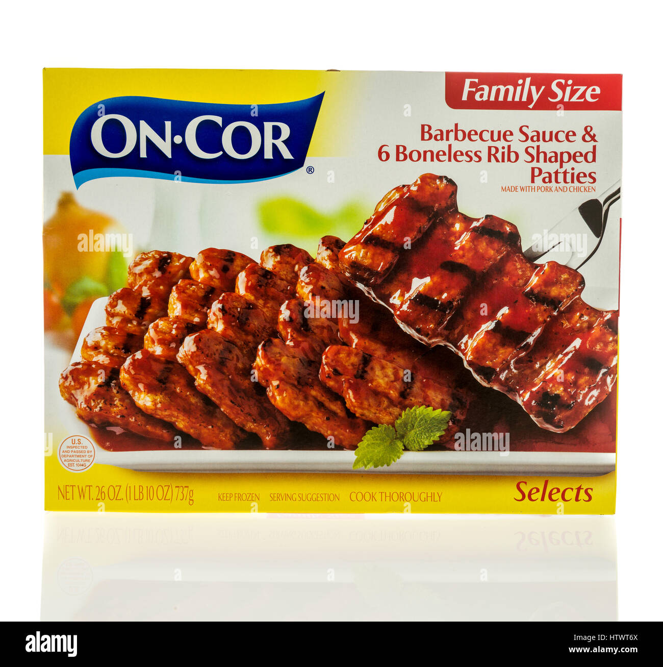 Winneconne, WI - 5 March 2017: Box of On Cor barbecue sauce & boneless ...