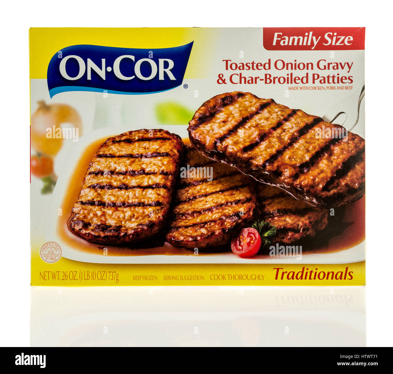 Winneconne, WI - 5 March 2017: Box of On Cor toasted onion gravy & char ...