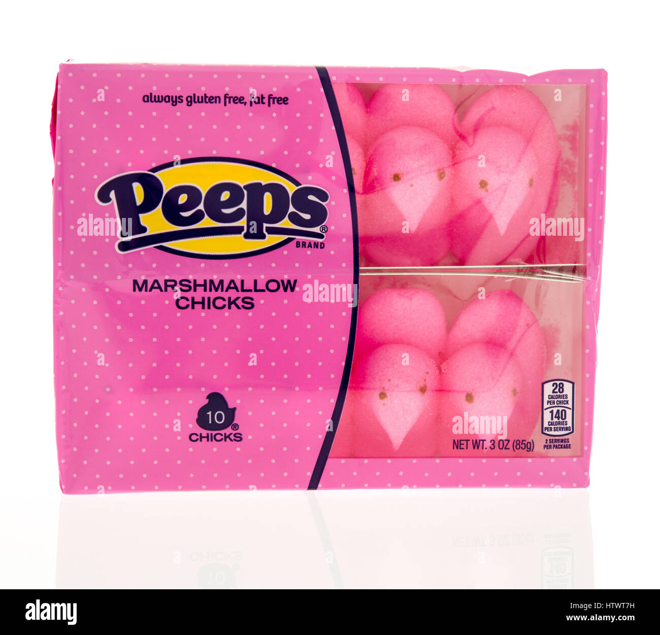 Winneconne, WI - 8 March 2017: Package of pink peeps on an isolated ...