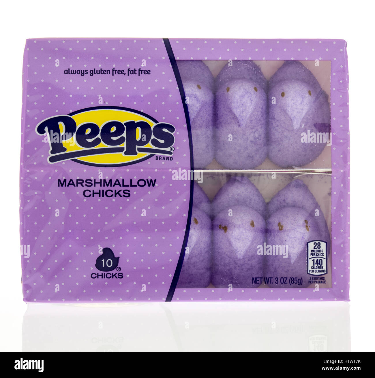 Winneconne, WI - 8 March 2017: Package of blue peeps on an isolated ...