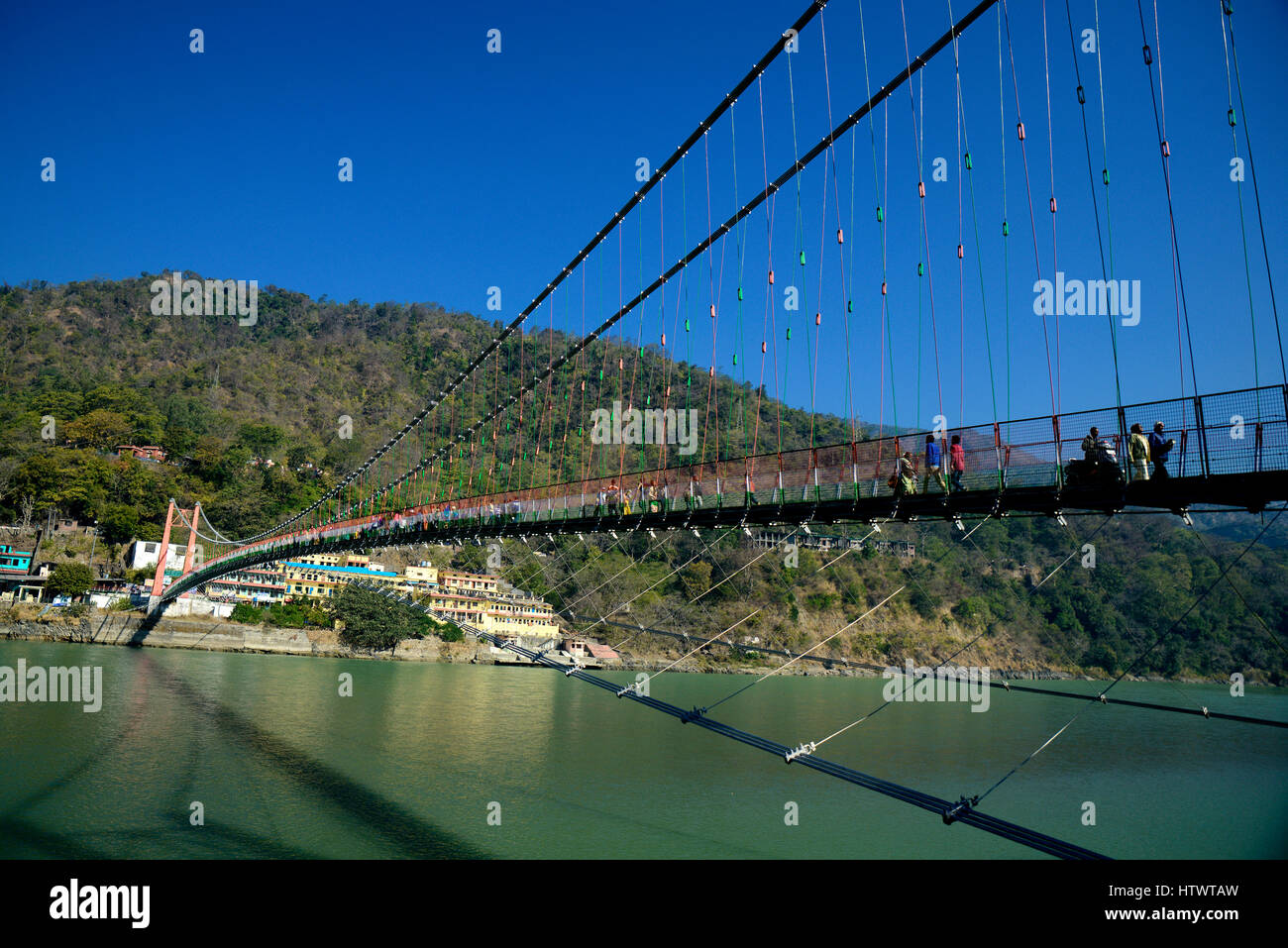 Laxman Jhula bridge over Ganges River Stock Photo - Alamy