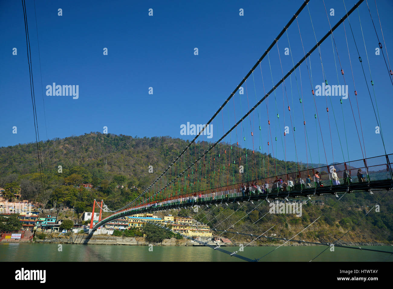 Laxman Jhula bridge over Ganges River Stock Photo - Alamy