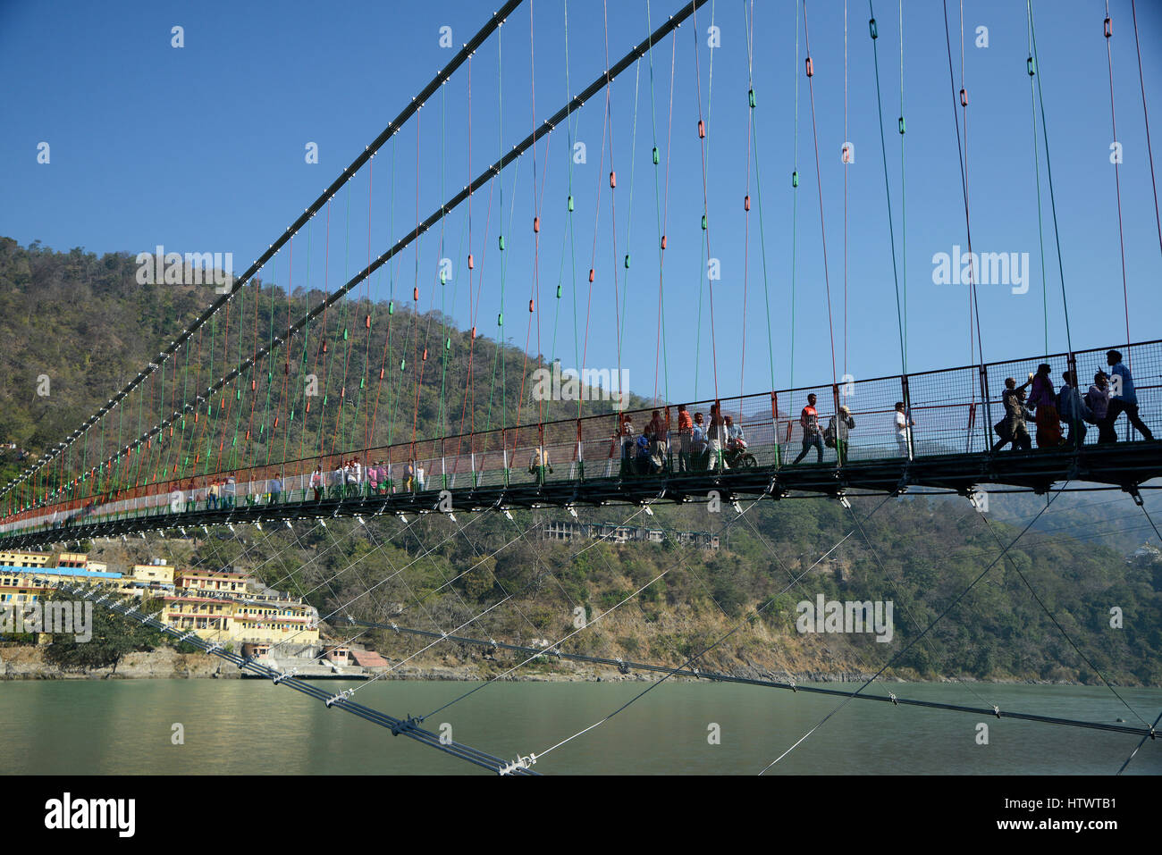 Laxman Jhula bridge over Ganges River Stock Photo - Alamy