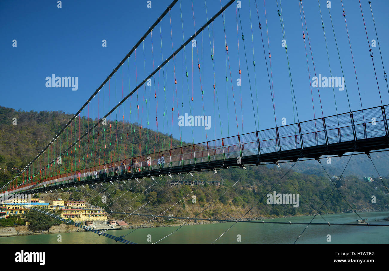 Laxman Jhula bridge over Ganges River Stock Photo - Alamy