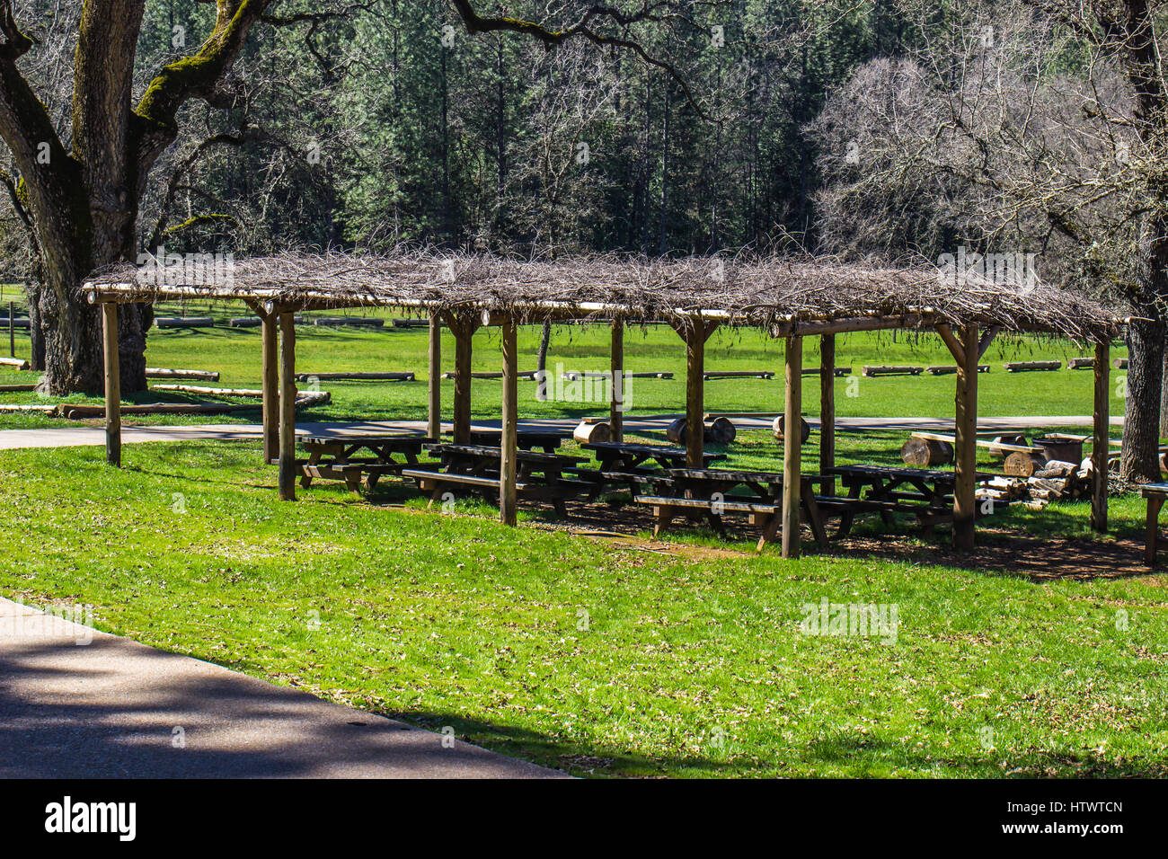 Covered picnic area tables hi-res stock photography and images - Alamy