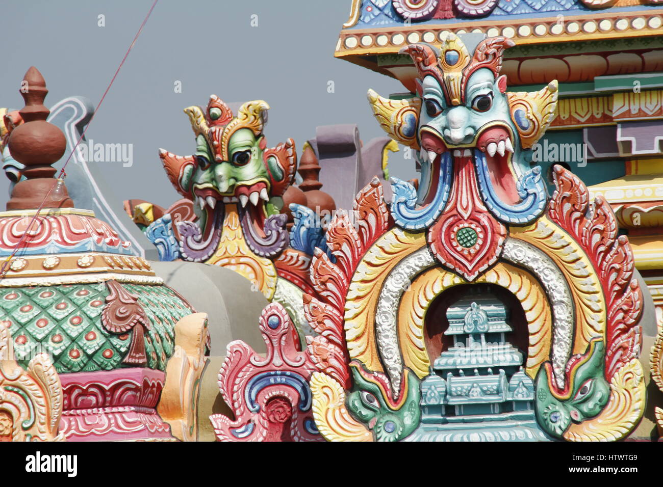 Intricate sculptures at the Sri Ranganathaswamy temple, Srirangam Stock ...