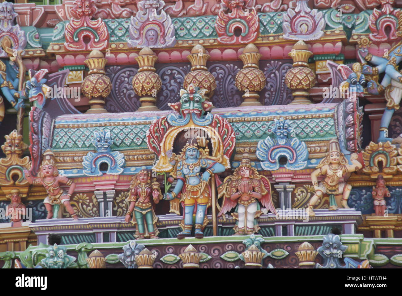 Intricate sculptures at the Sri Ranganathaswamy temple, Srirangam Stock ...