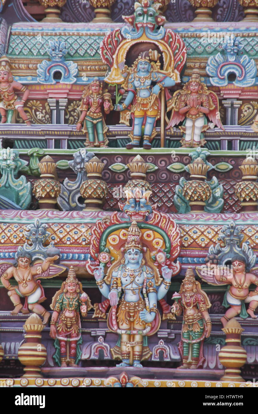 Intricate sculptures at the Sri Ranganathaswamy temple, Srirangam Stock ...