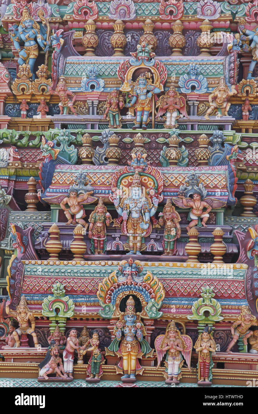 Intricate sculptures at the Sri Ranganathaswamy temple, Srirangam Stock ...