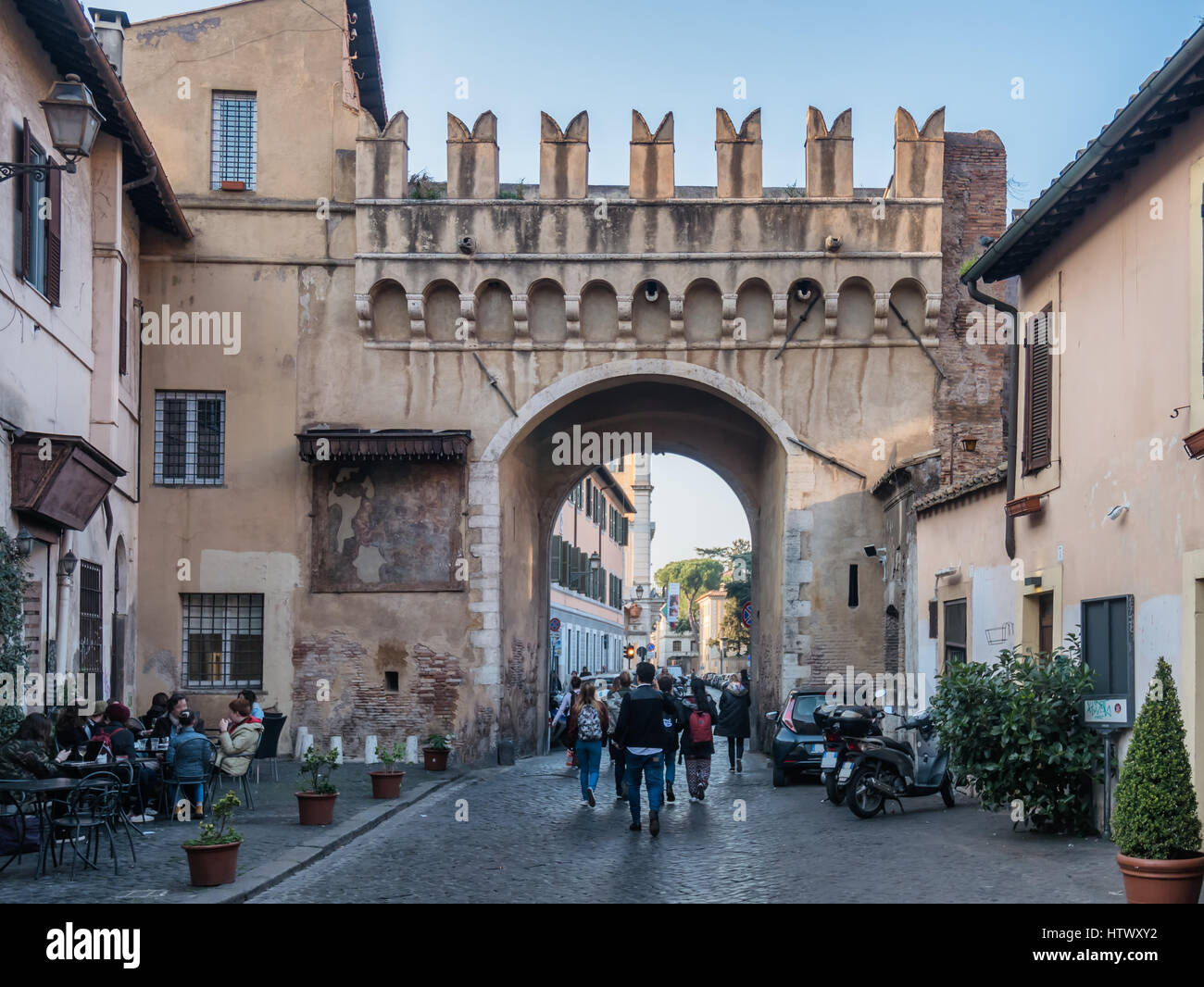 Porta Settimiana in Trastevere, Rome Italy Stock Photo - Alamy